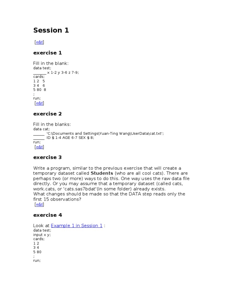 Base Sas Certification Exercise | PDF | Sas (Software) | Dependent And ...