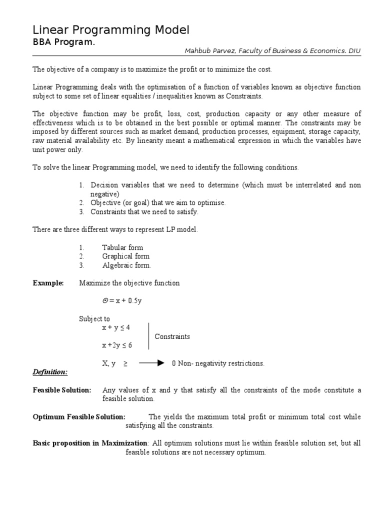 Linear Programming Optimization Guide | PDF | Mathematical Optimization | Linear Programming