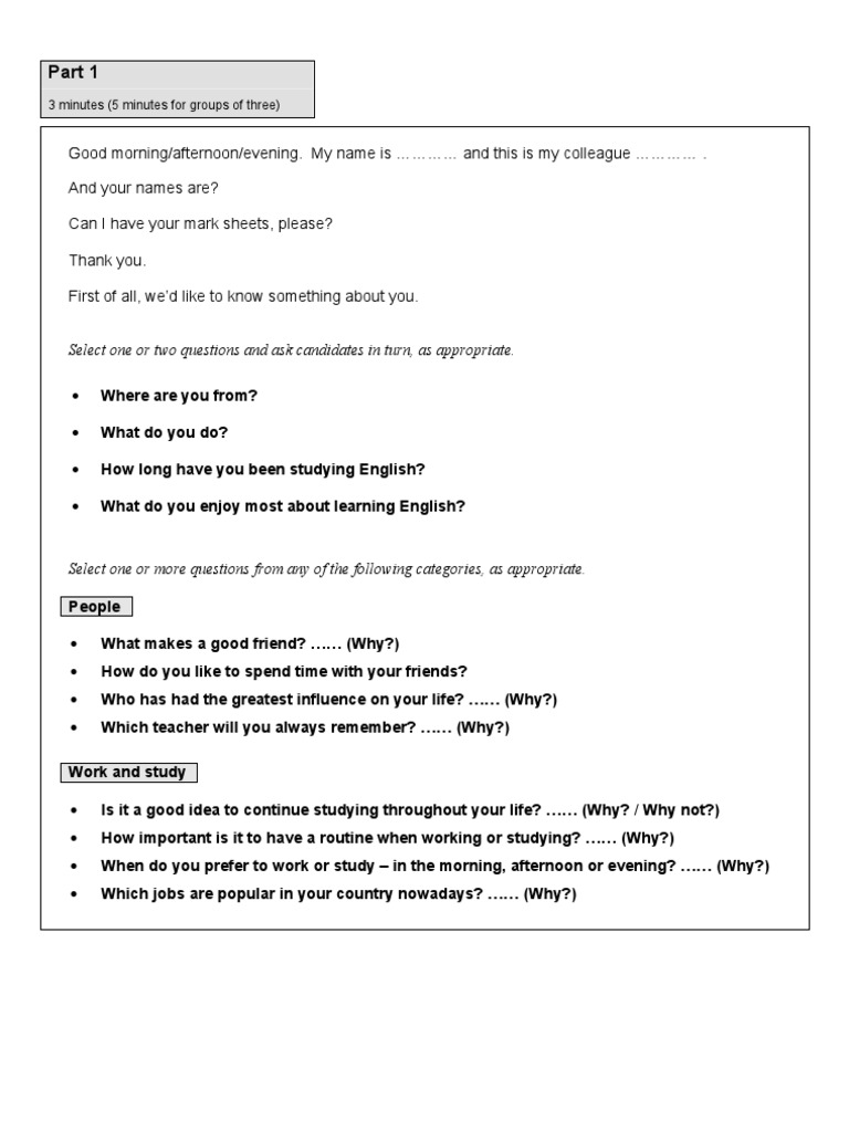 Speaking Sample CAE | PDF