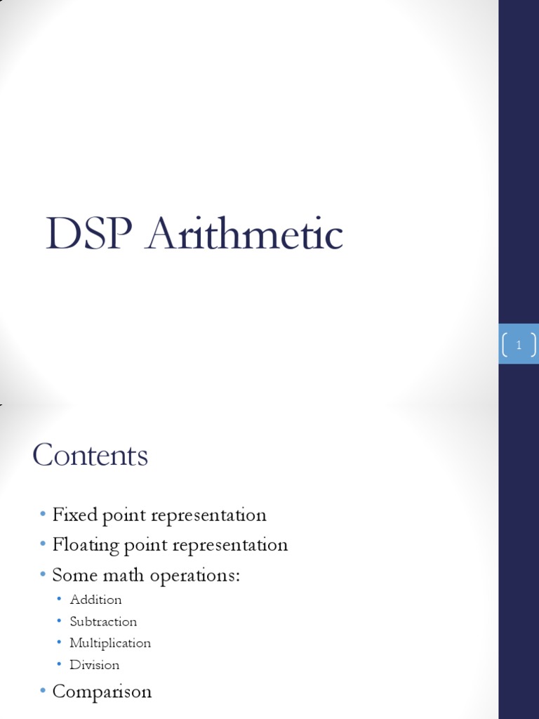 Dsp Arithmetic Pdf Digital Signal Processor Arithmetic