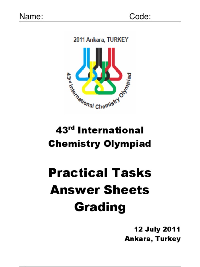 2011. 43rd International Chemistry Olympiad practical Answer Sheets ...