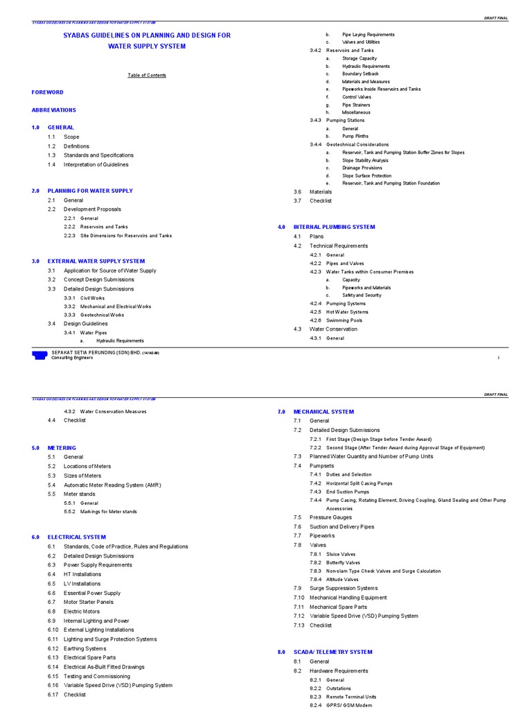 SYABAS Water Supply System Guidelines | PDF | Pump | Valve