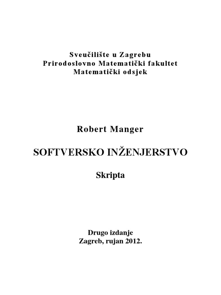 Softversko Inzenjerstvo - Zagreb PMF | PDF