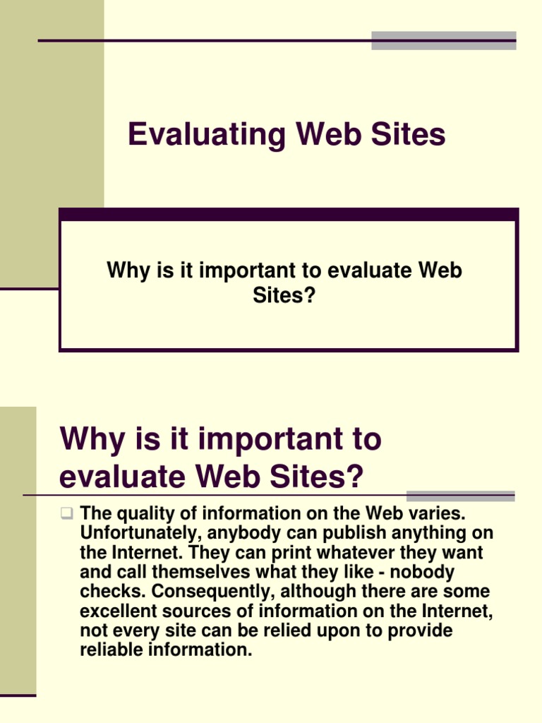 Evaluating Website Slide For Session 3 Pdf Pdf Websites World