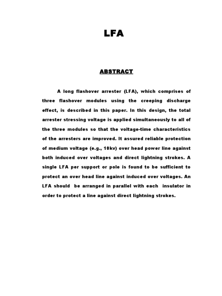 Lightning Protection Using LFA-M Seminar Report | PDF | Insulator (Electricity) | Lightning