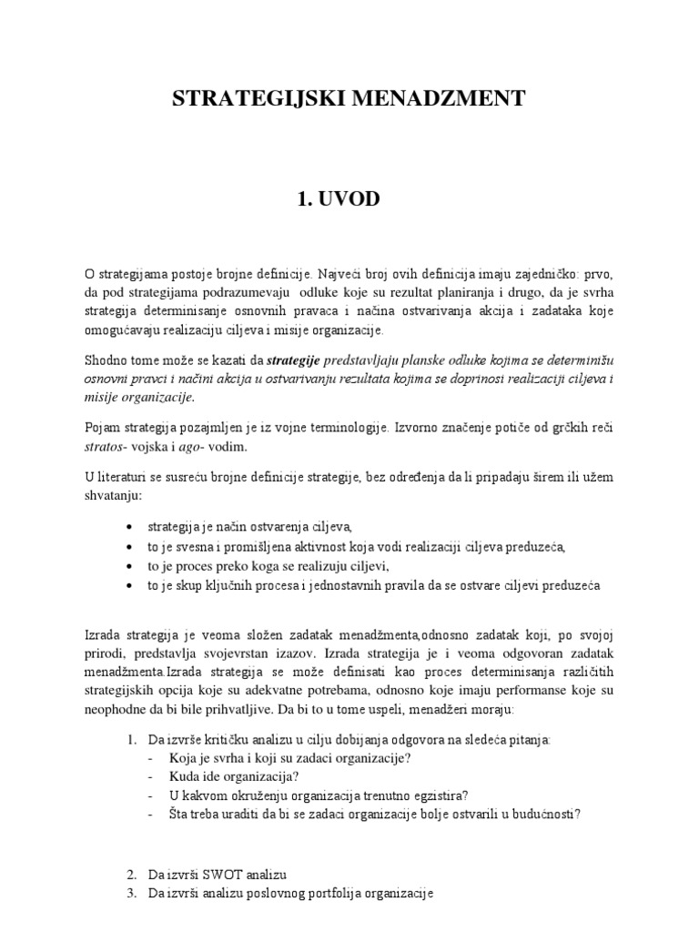 Strategijski Menadžment | PDF