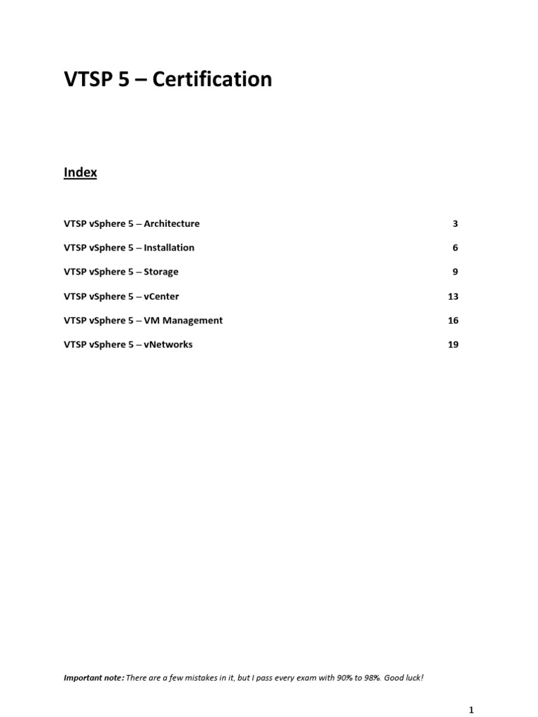 VTSP 5 - Certification Cheatsheet | PDF | Technology & Engineering