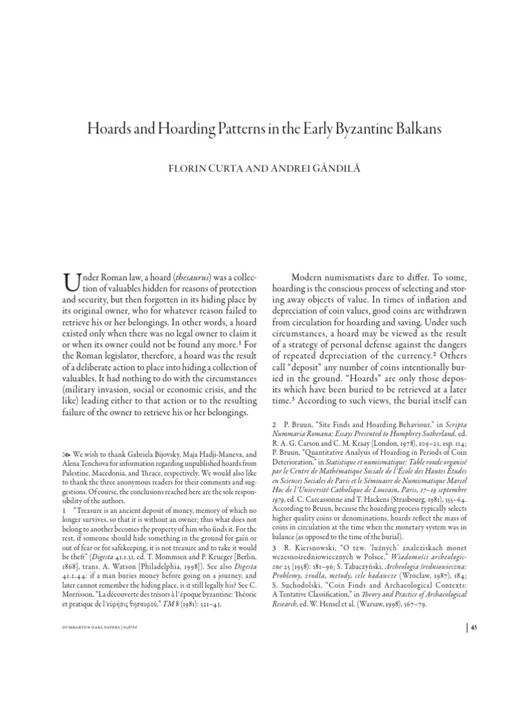 Hoards and Hoarding Patterns in The Early Byzantine Balkans | PDF ...