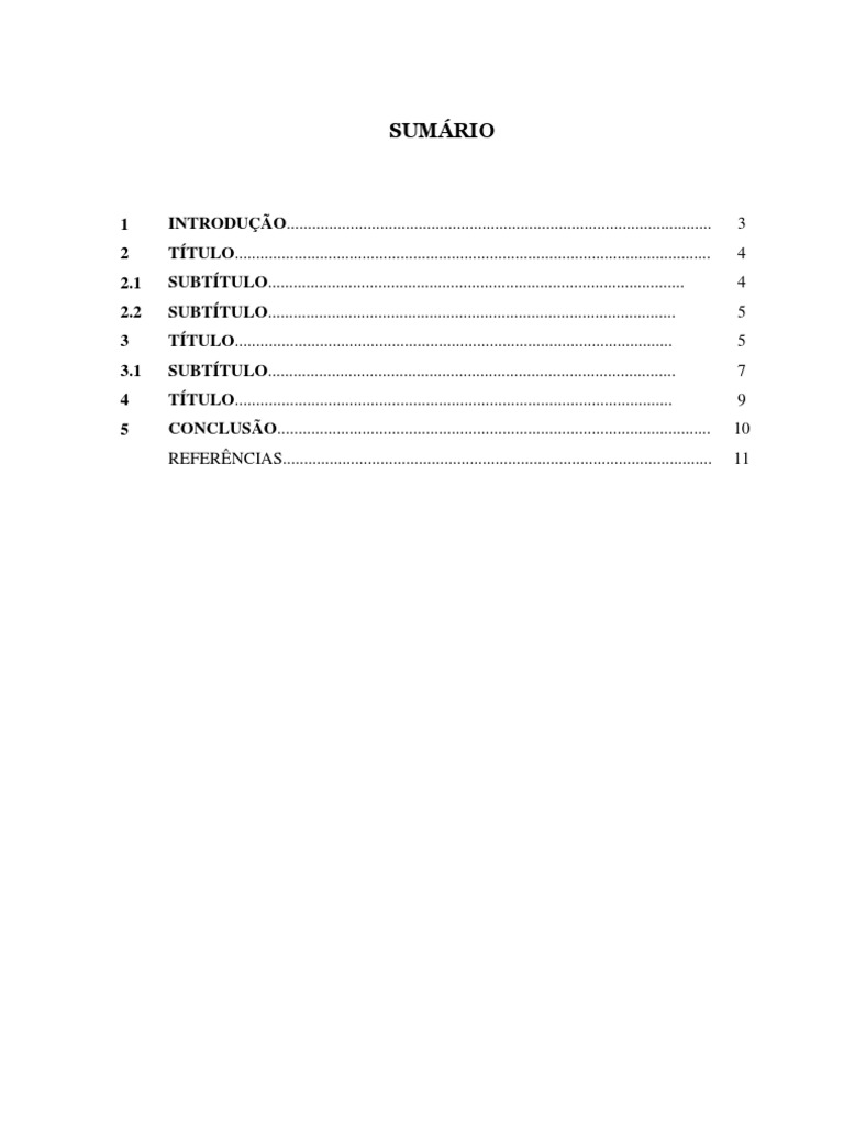 Modelo de Sumário | PDF