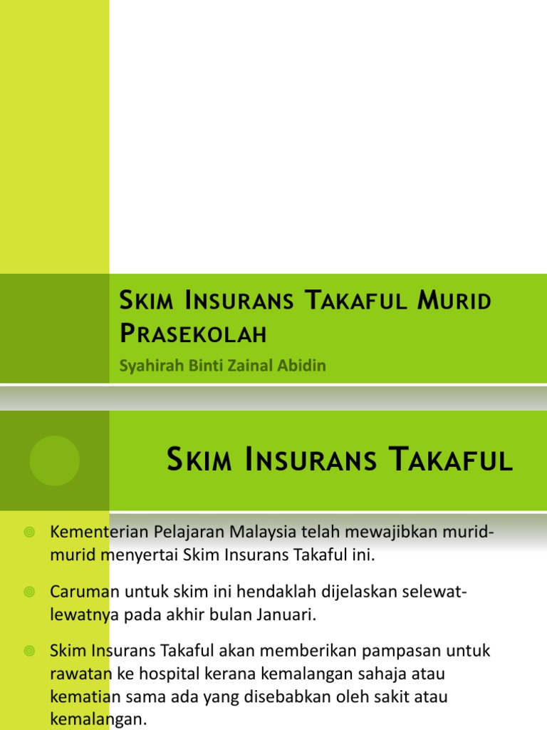 Skim Insurans Takaful Murid Prasekolah | PDF