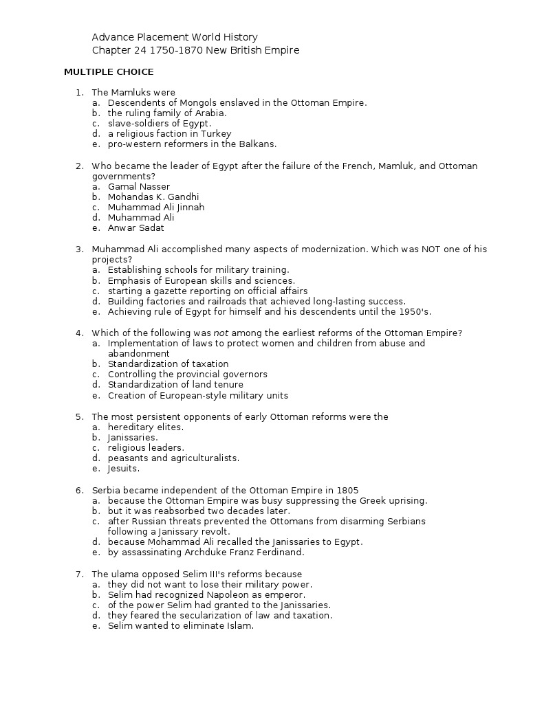 Apwh CH 24 1750-1870 New British Empire | PDF | Ottoman Empire ...