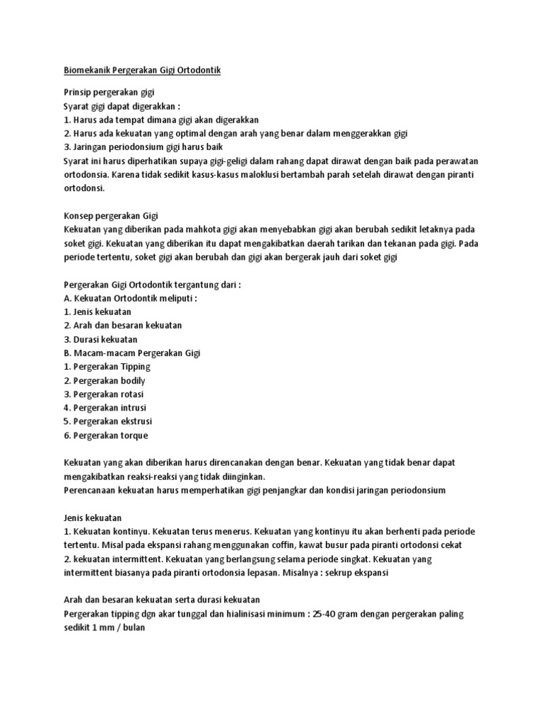 Biomekanika Tipping Gigi Ortodontik | PDF
