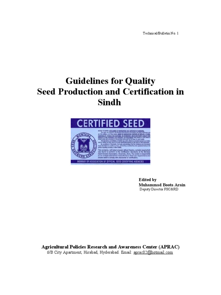Sindh Seed Certification Guide | PDF | Seed | Agriculture