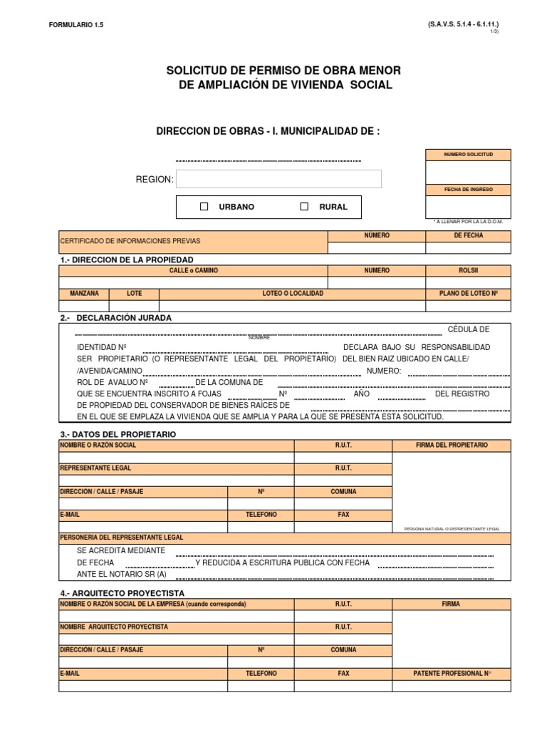 1.5 - Solicitud de Permiso de Obra Menor de Ampliación de Viv Social | PDF | Arquitecto | Business