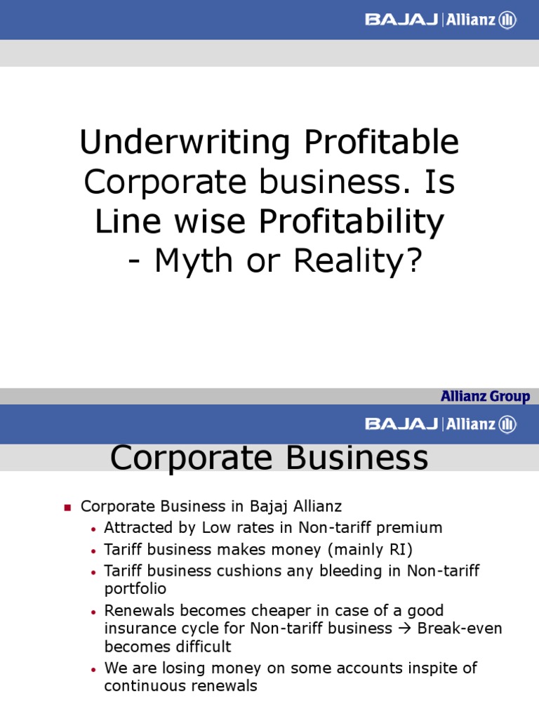Underwriting Profitable Corporate Business. Is Line Wise Profitability ...