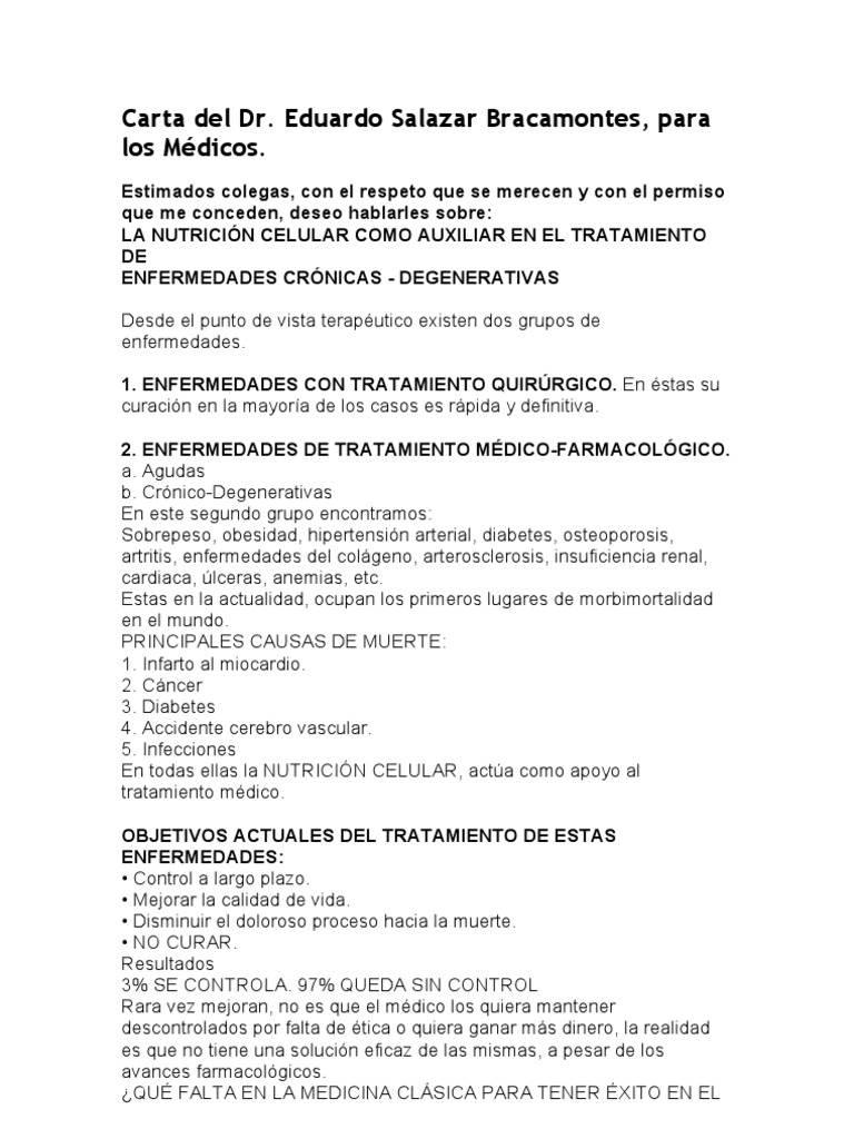 Carta Del DR Eduardo Salazar | PDF | Nutrición | Dieta y nutrición