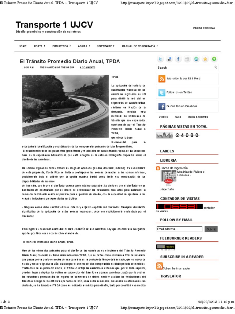 El Tránsito Promedio Diario Anual, TPDA ~ Transporte 1 UJCV | La ...