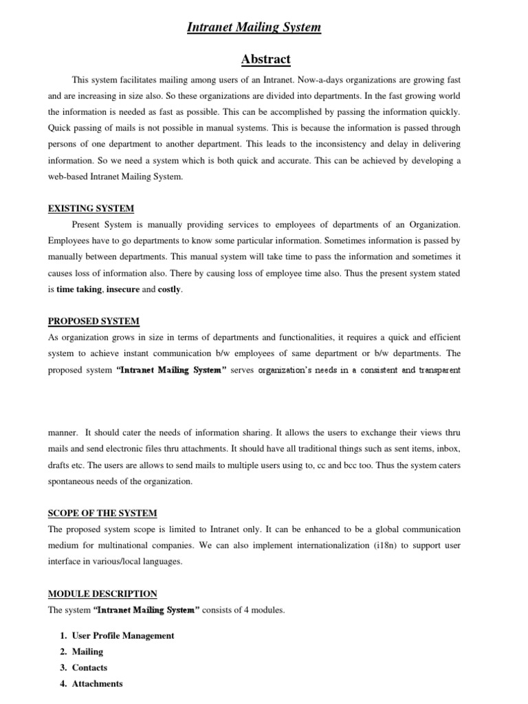 Intranet Mailing System | PDF | Computing Platforms | Software