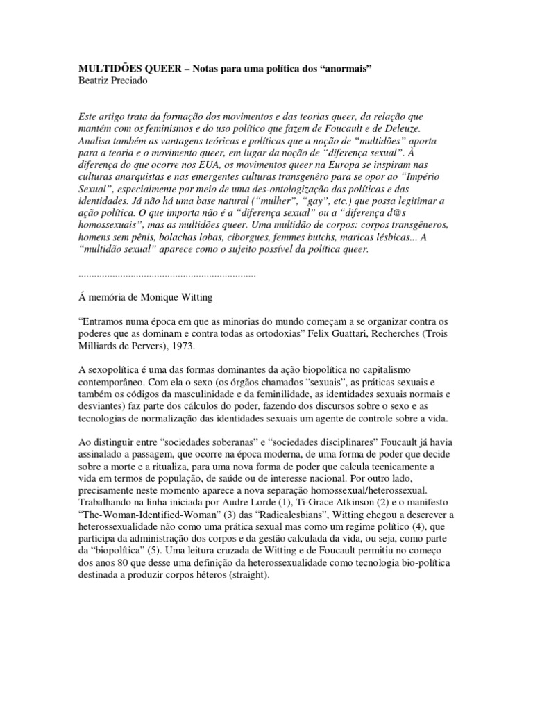 Beatriz Preciado - Multidões Queer | PDF