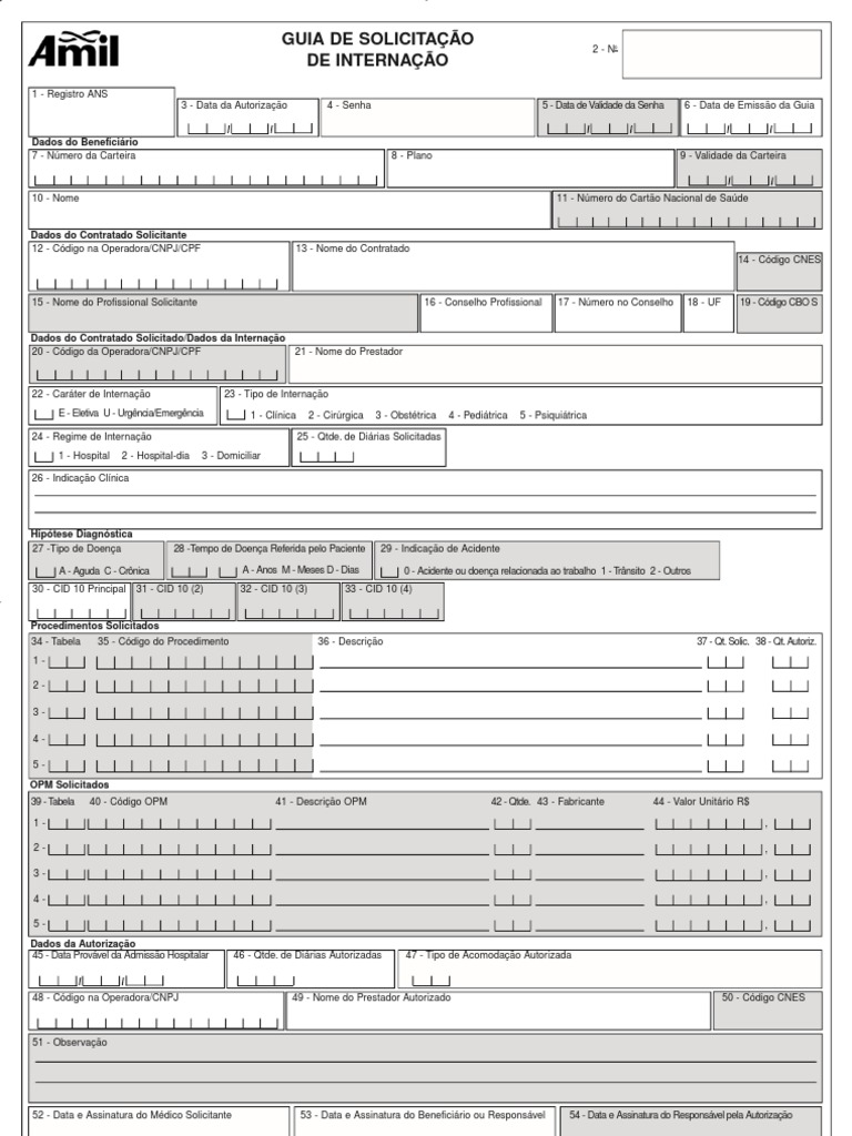 Amil - Solicitacao de Internacao | PDF