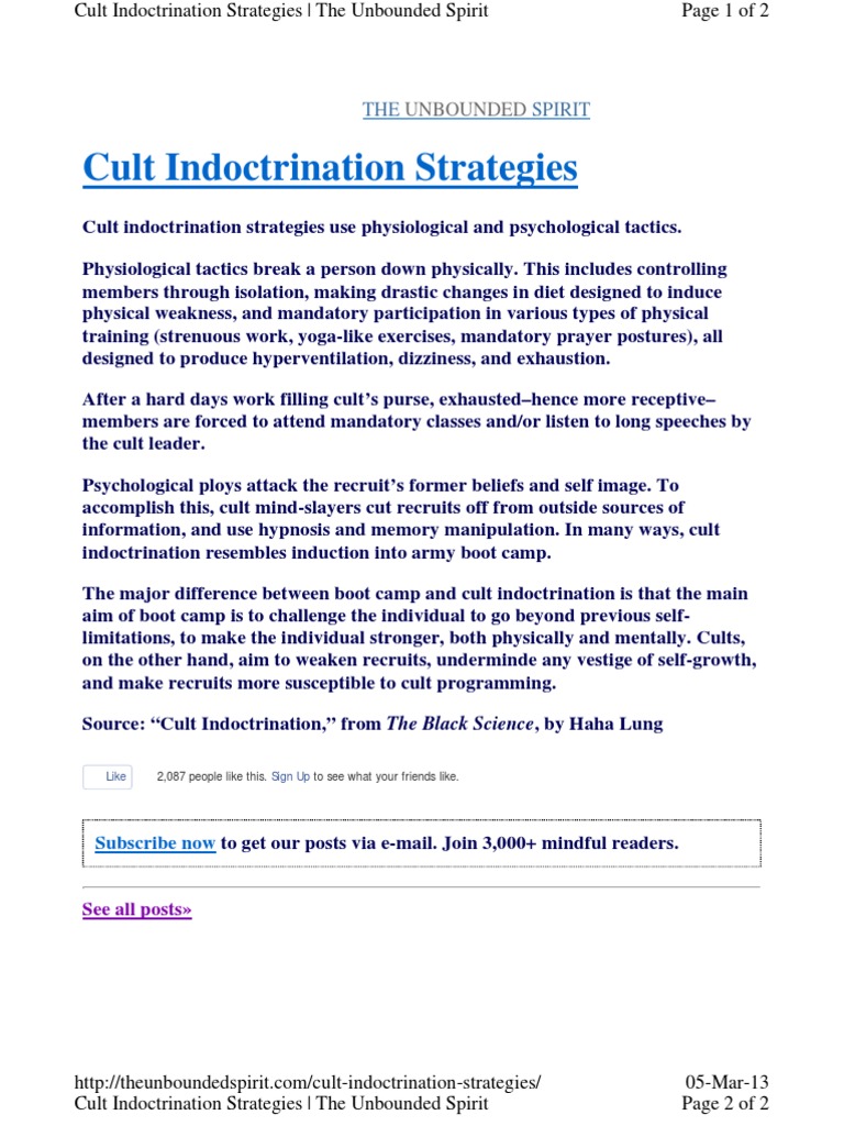 Cult Indoctrination Tactics Explained | PDF | Career & Growth