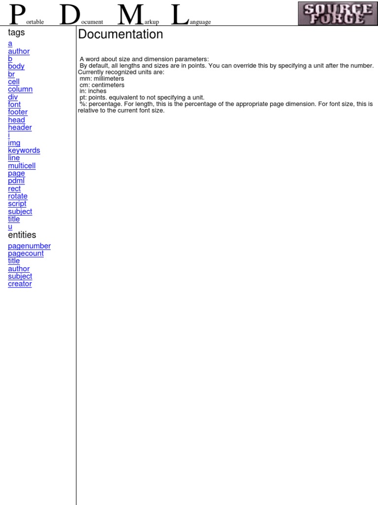 PDML | PDF | Typefaces | Markup Language