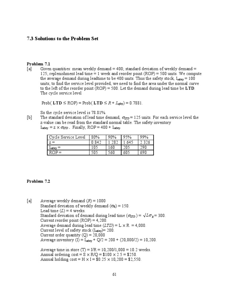 Ch7 9 Solution | PDF | Standard Deviation | Inventory