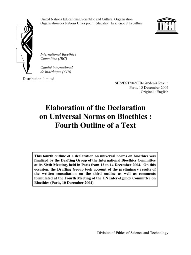 Universal Declaration on Bioethics and Human Rights: Establishing ...