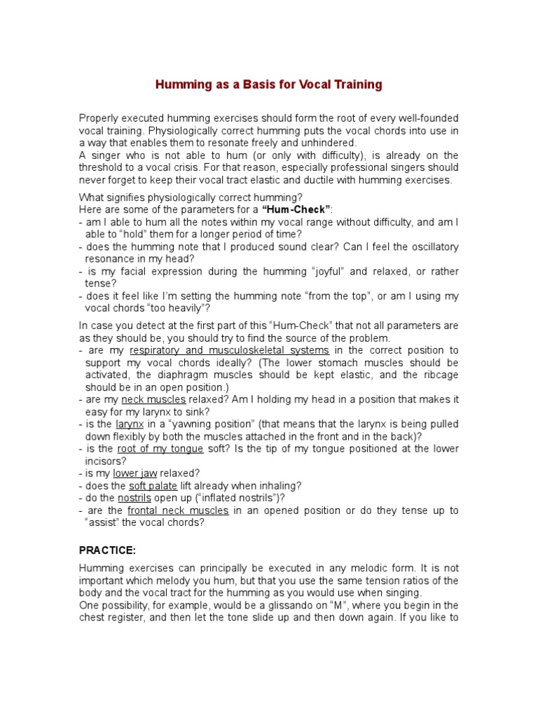 Humming | PDF | Vocal Pedagogy | Singing