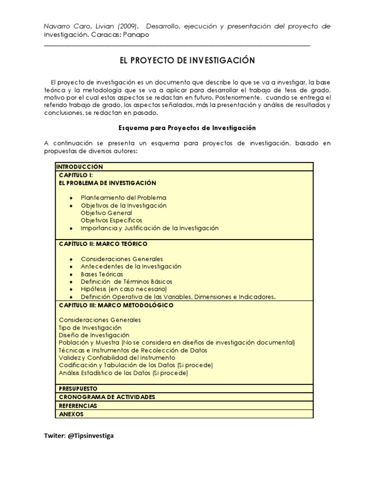 Esquema Del Proyecto de Investigación | PDF