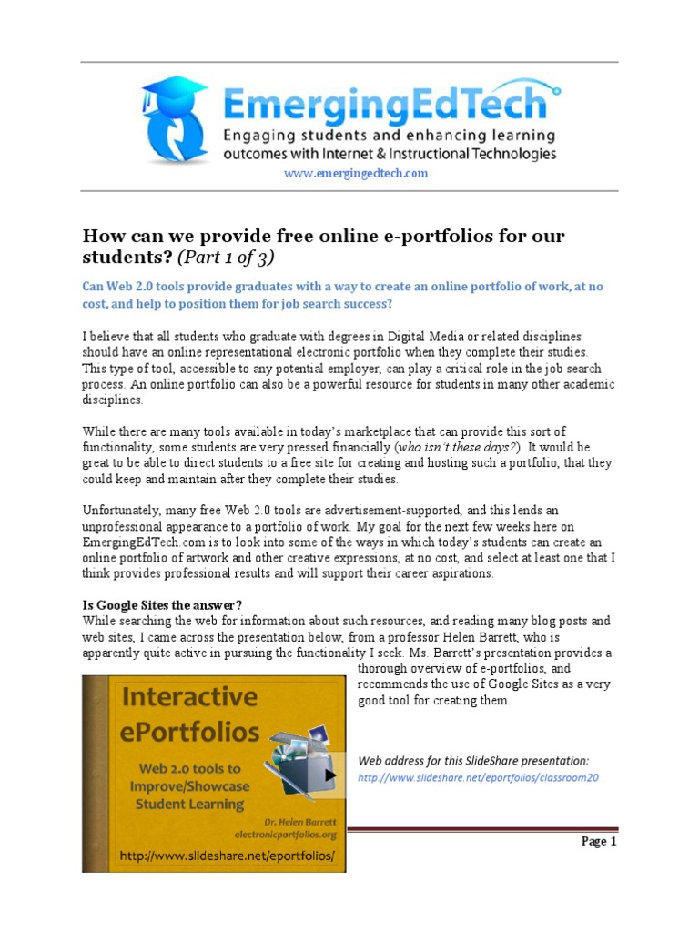 Using Google Sites To Create E-Portfolios For Students | Download Free ...
