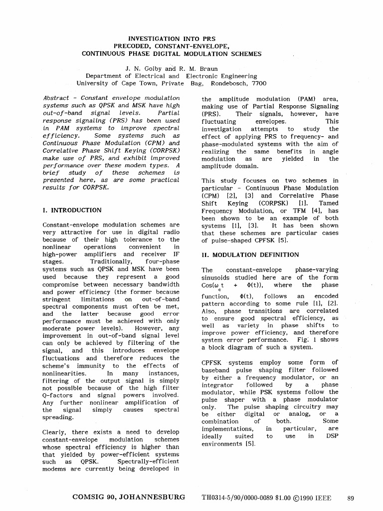Comparison of Modulation | PDF | Modulation | Sampling (Signal Processing)