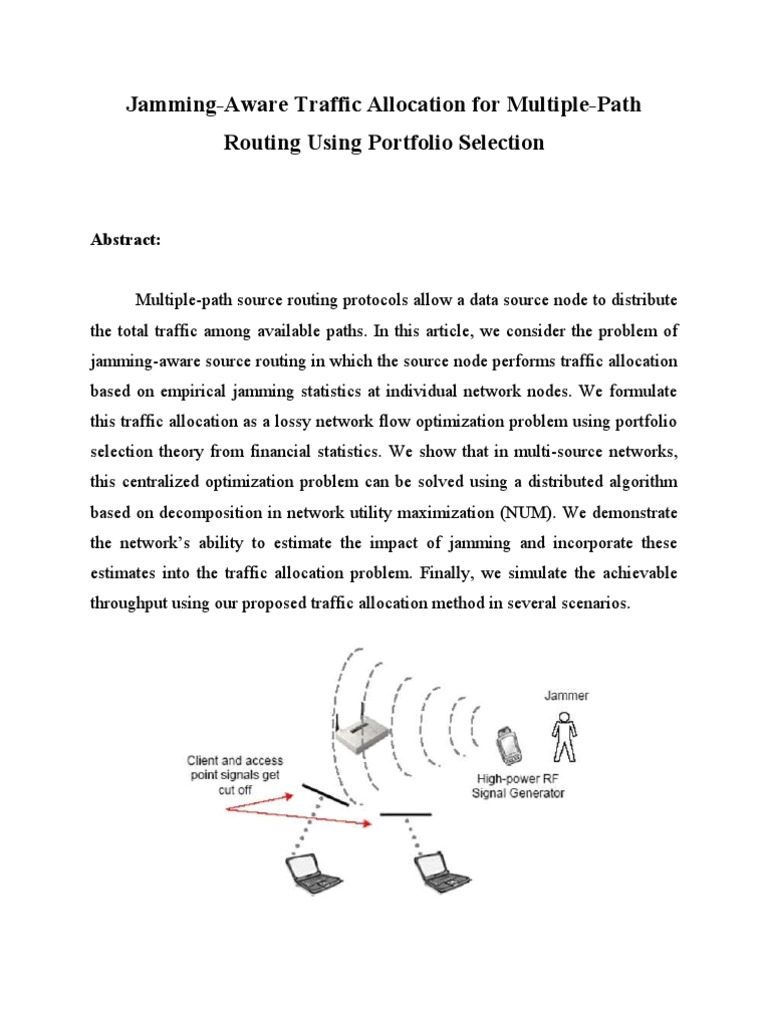 Jamming-Aware Traffic Allocation For Multiple-Path Routing Using Portfolio Selection | PDF ...