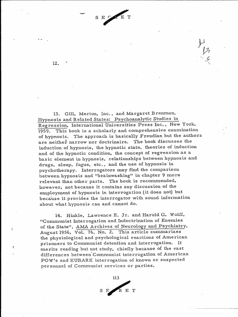 CIA Kubark 113-128 | PDF | Interrogation | Hypnosis
