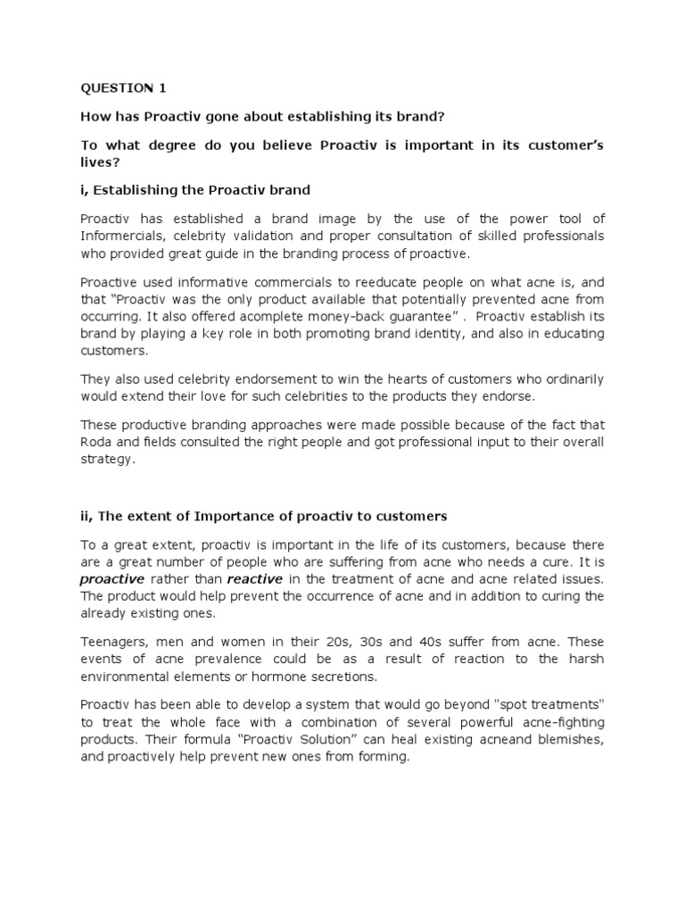 Proactiv QUESTION 1 | PDF | Marketing | Business