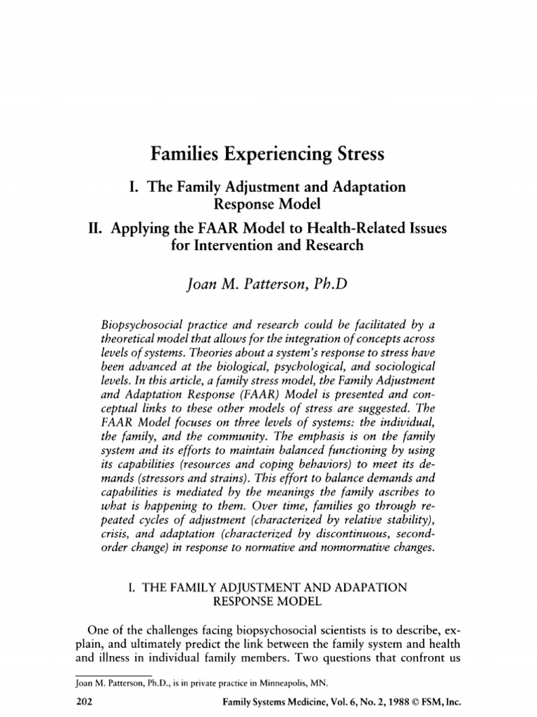 The Family Adjustment and Adaptation | PDF | Coping (Psychology ...