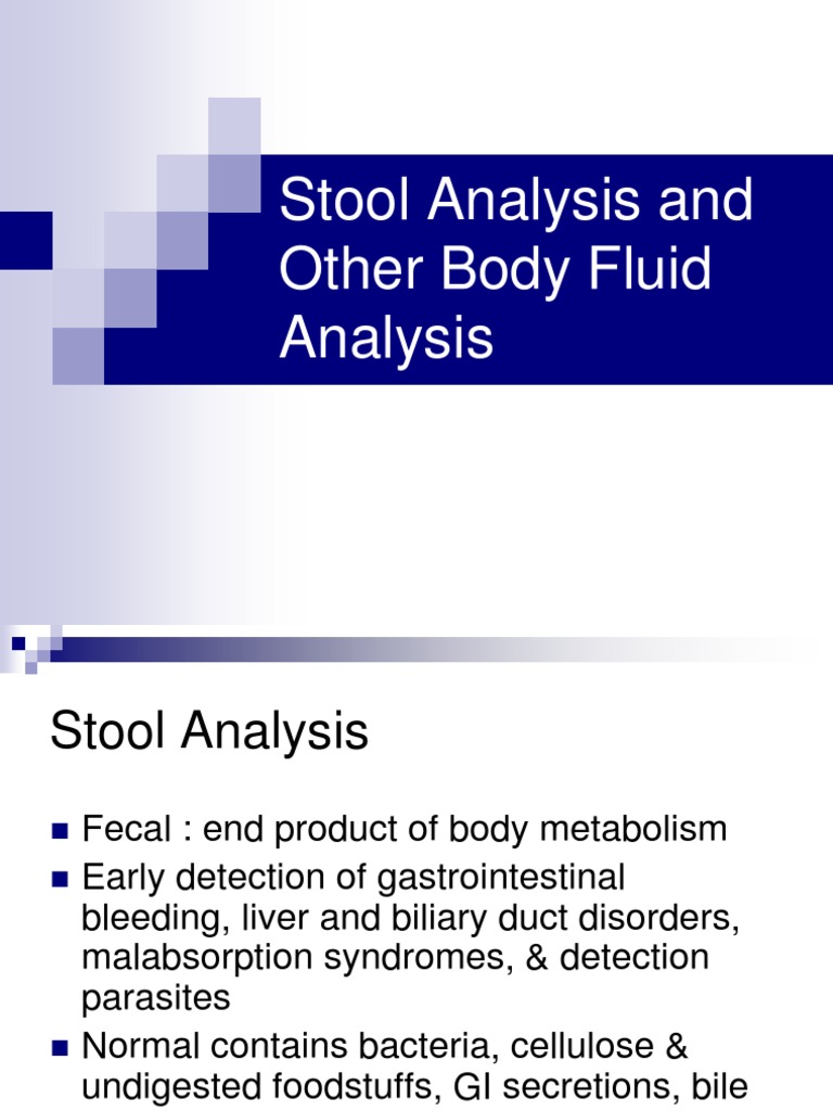 Stool and Body Fluid Analysis Guide | PDF | Human Feces | Meningitis