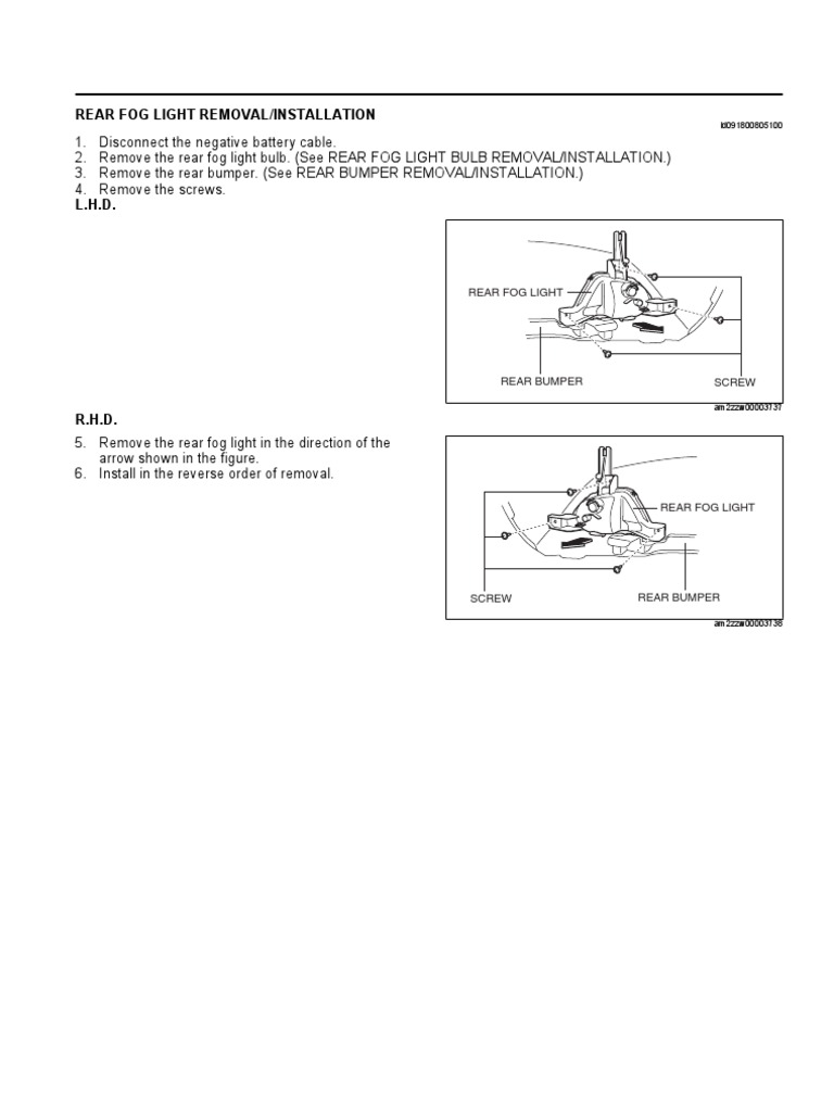 Rear Fog Light Installation Guide | PDF