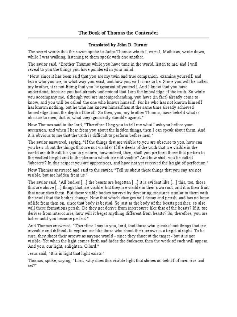 The Book of Thomas The Contender | PDF