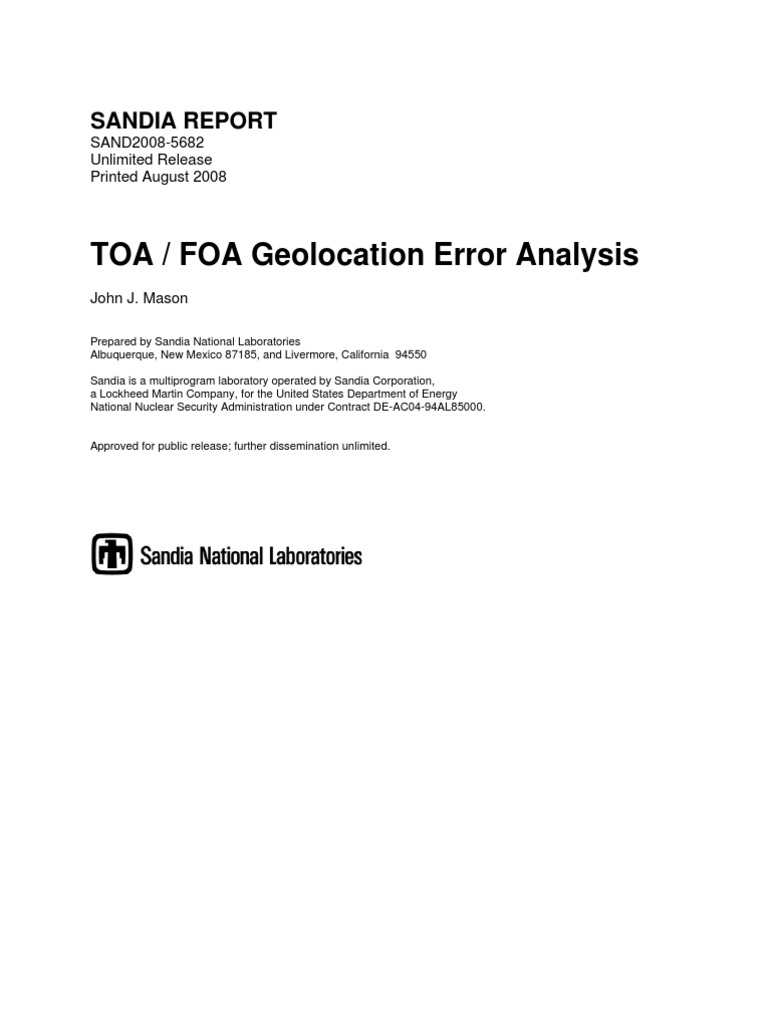 TOA FOA Geolocation Error Analysis | PDF | Normal Distribution | Standard Deviation