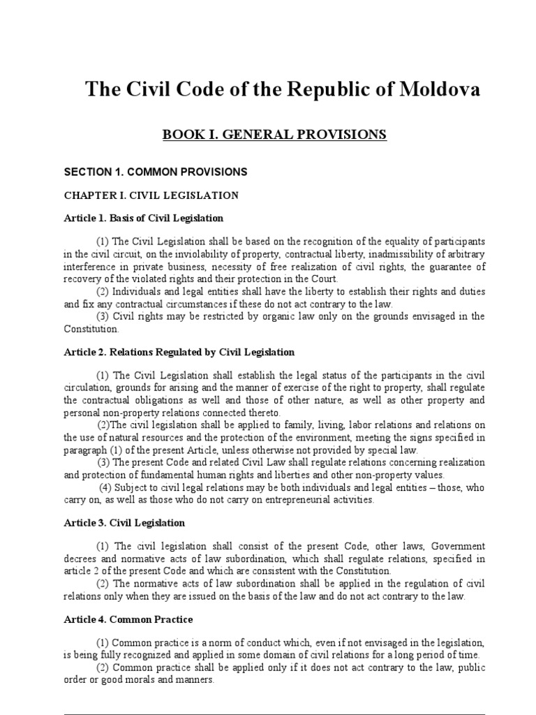 The Civil Code of The Republic of Moldova ENG | PDF | Legal Guardian ...