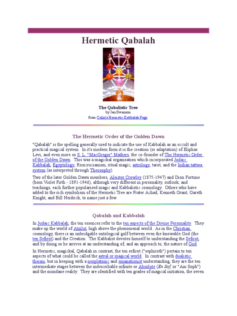 Qabalah and Kabbalah | Hermetic Qabalah | Western Esotericism