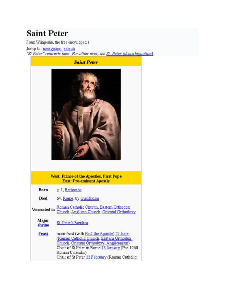 A1 Saint Peter 1 of 12 | PDF | Saint Peter | Pope