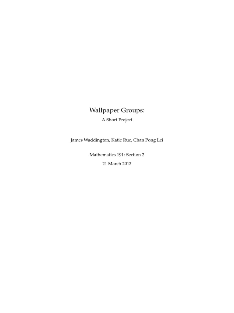 Wallpaper Groups: 191 Short Project | PDF | Lattice (Group) | Sphere