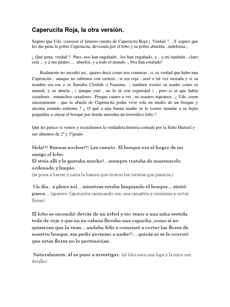 Caperucita Roja. Version Del Lobo | PDF | Caperucita Roja | Lobo gris