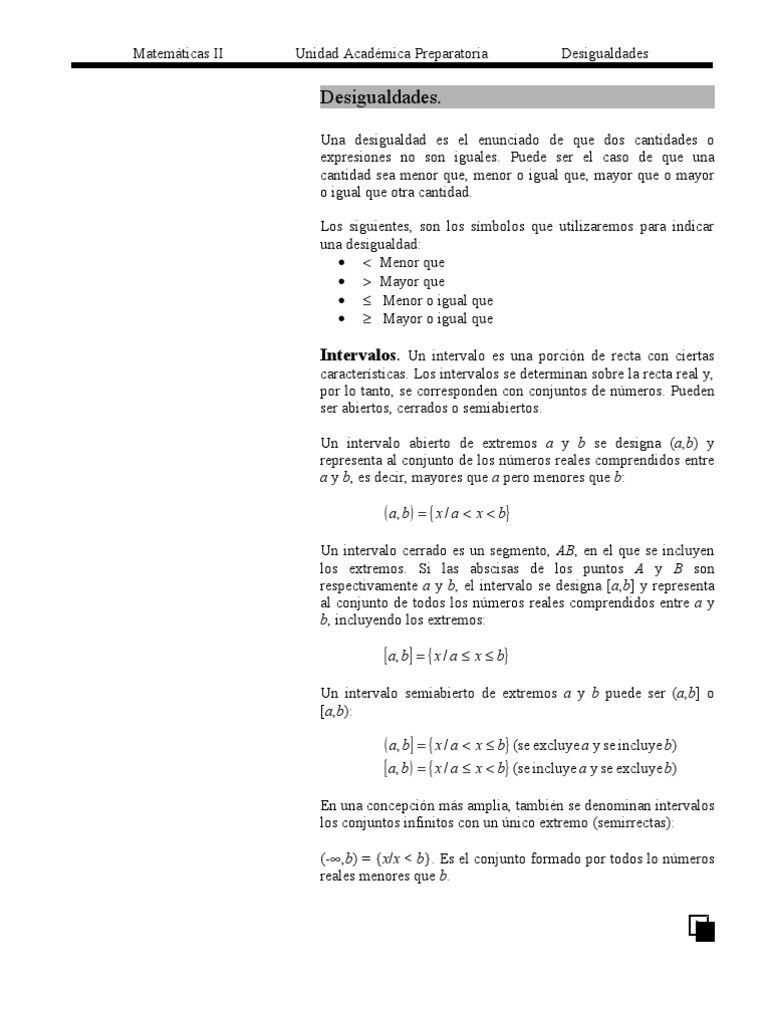 Inecuaciones | PDF | Desigualdad (Matemáticas) | Intervalo (Matemáticas)