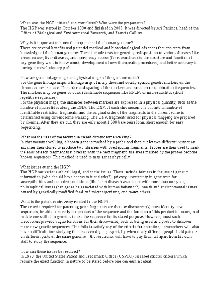 Human Genome Project Questions and Answers | PDF | Genetic Linkage ...