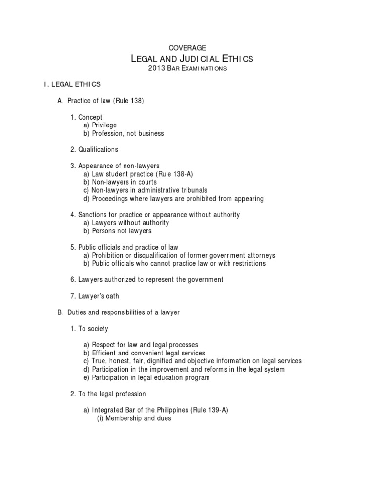 2013 Syllabus Legal and Judicial Ethics | PDF | Practice Of Law | Lawyer