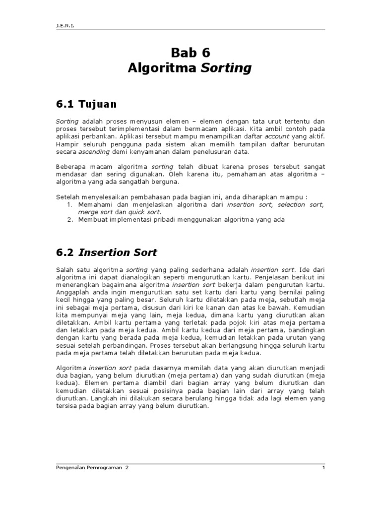 Bab06 Algoritma Sorting | PDF