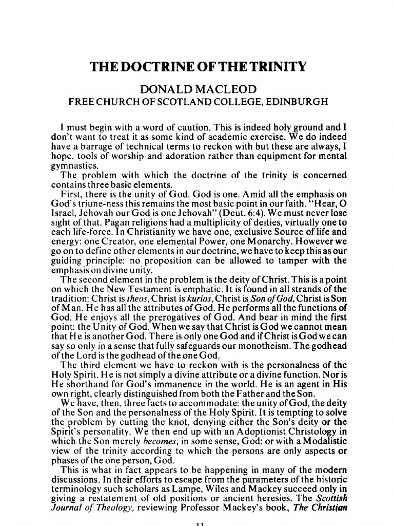 03-1 - 11 (1) Doctrine of The Trinity PDF | PDF | Trinity | Arianism